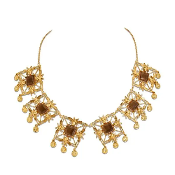 DHWANI BANSAL Mori Necklace With Quartz Glass Gems - Gold