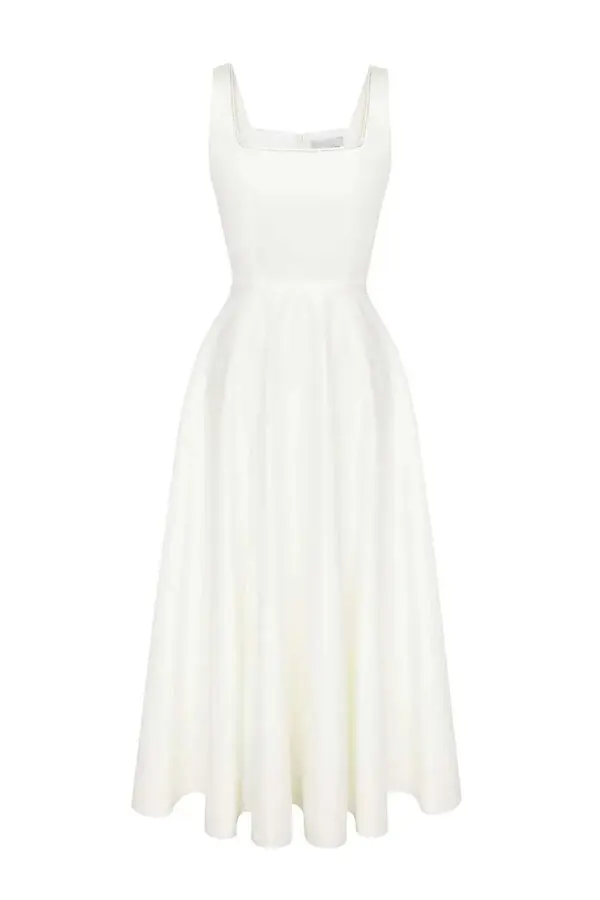 POST MERIDIEM Strap Decorated Bodice Midi Dress