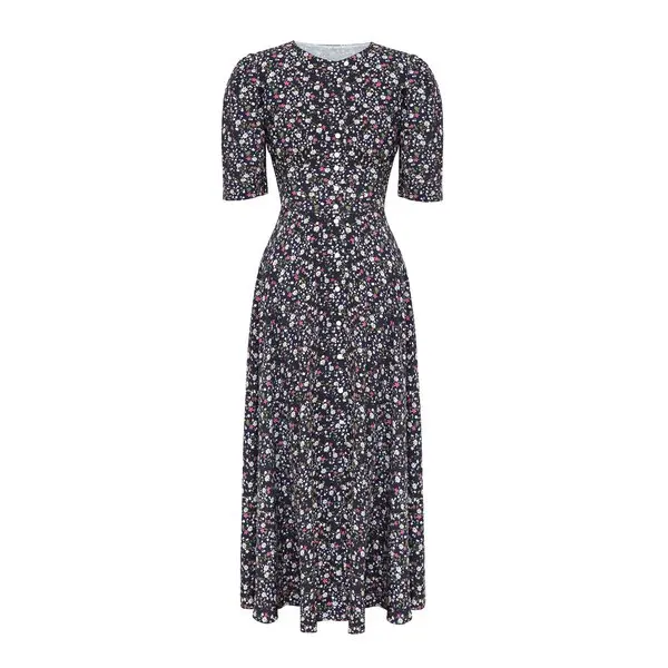 POST MERIDIEM Short Sleeve Buttoned Midi Dress