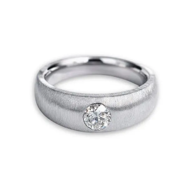 ADRIAN ASHLEY Platinum-coated Sterling Signet Ring With Old-cut Natural Diamond