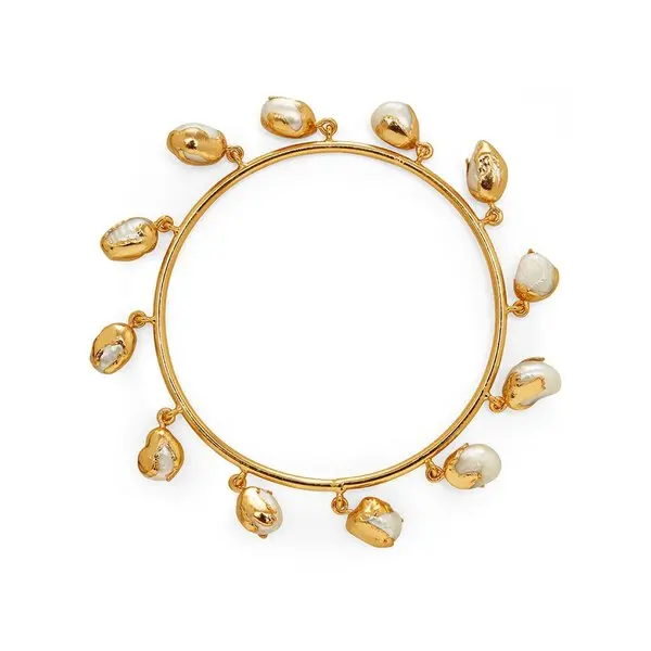 DHWANI BANSAL Asara Bangle With Baroque Pearls - Gold