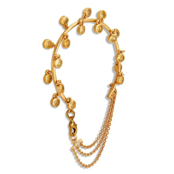 DHWANI BANSAL Adjustable Kandi Mini Bracelet With Yellow Citrine Glass Gems - Gold