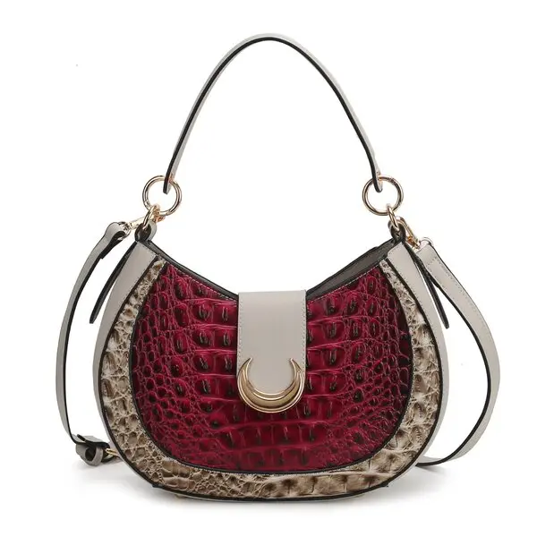 MKF COLLECTION - J'OMOR Jain Croc-embossed Shoulder Bag Fuschia