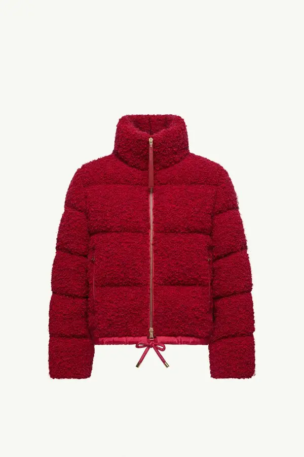 Moncler Trascendance Short Down Jacket In Tweed - Red