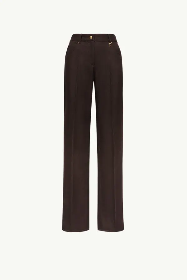 Moncler Wool Gabardine Straight Leg Pants - Brown