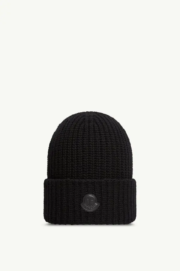 Moncler Wool & Cashmere Blend Beanie - Black