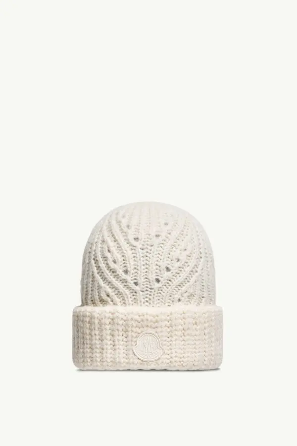 Moncler Alpaca & Wool Blend Beanie - White