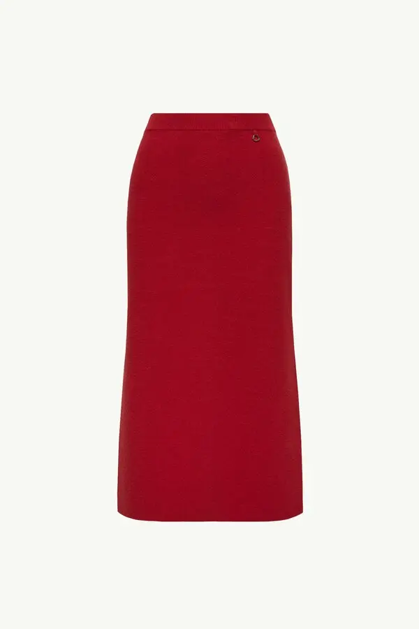 Moncler Wool & Cashmere Blend Midi Skirt - Red