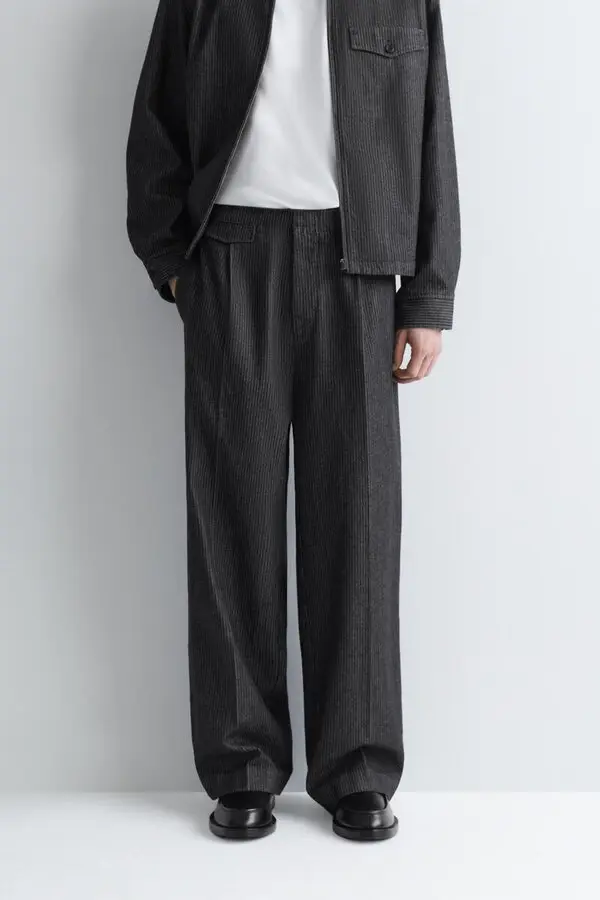 Cos Pinstriped Denim Relaxed-fit Wide-leg Pants