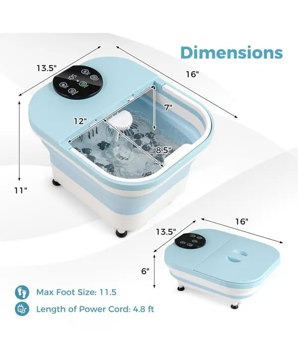 ECOOSO Collapsible Foot Spa Massager Foot Bath Tub With Heat Shower And Timer