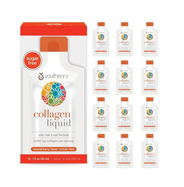 YOUTHEORY Collagen Liquid 5000 Milligram Hydrolyzed Collagen Peptides Supports Hair - No Color