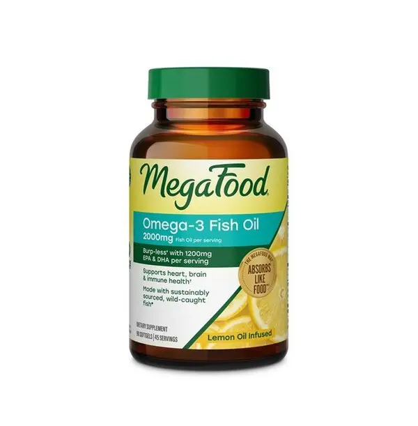 MEGAFOOD Burp-less Omega 3 Fish Oil Heart Brain And Immune Support 90 Softgels - No Color