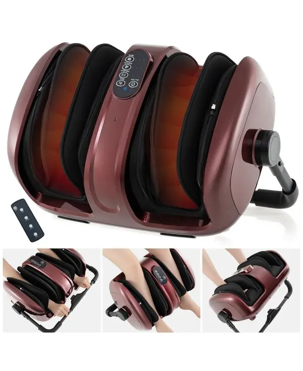ECOOSO Foot And Calf Massager With Heat For Blood Circulation Pain Relief - Red