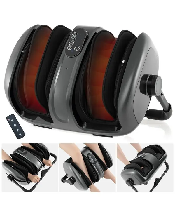 ECOOSO Foot And Calf Massager With Heat For Blood Circulation Pain Relief - Black