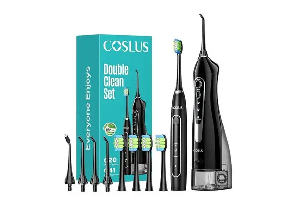 COSLUS C20 And C41: 2-in-1 Portable Water Flosser And Electric Toothbrush. For Teeth - Black