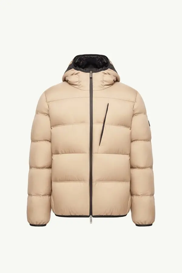 Moncler Poitevin Hooded Short Down Jacket - Beige