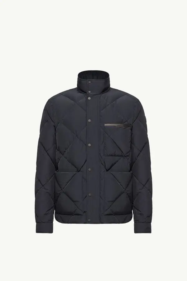 Moncler Surlake Diamond-quilted Short Down Jacket - Blue