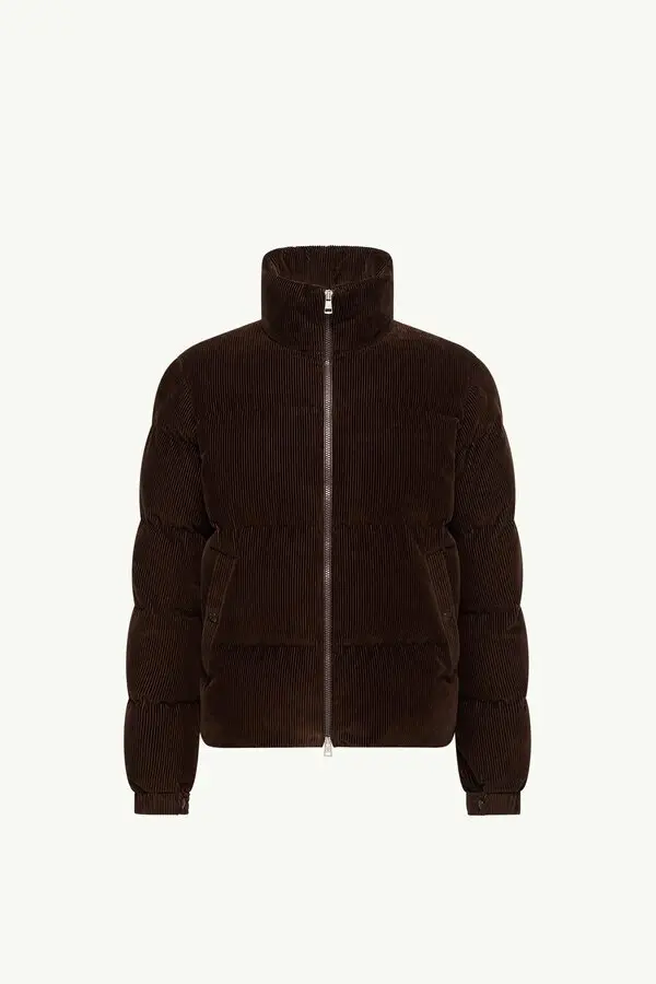Moncler Esparron Corduroy Short Down Jacket - Brown