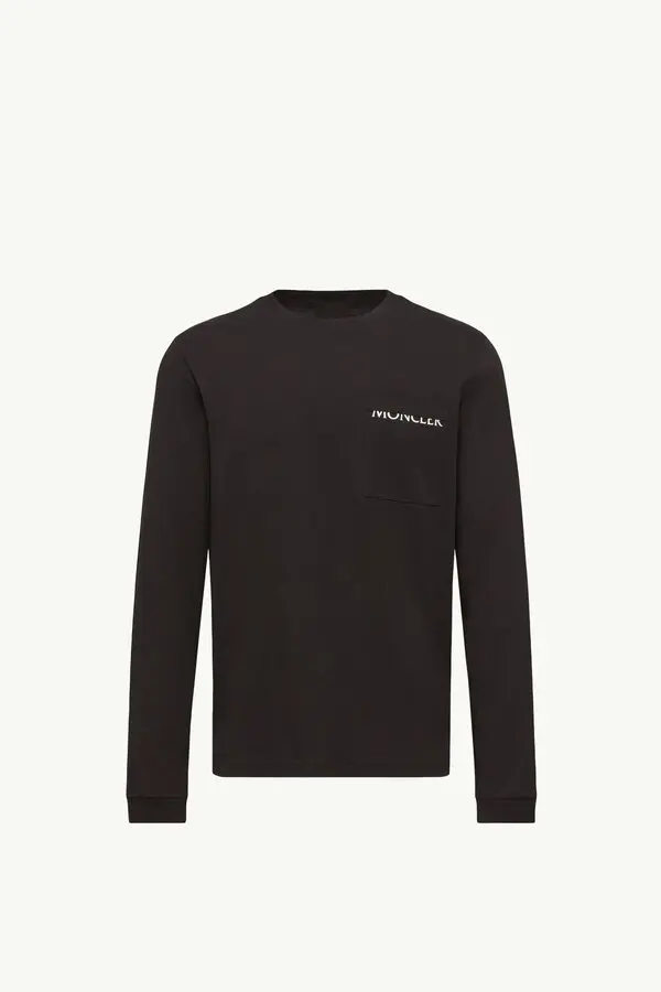 Moncler Logo Cotton Long Sleeve T-shirt - Black