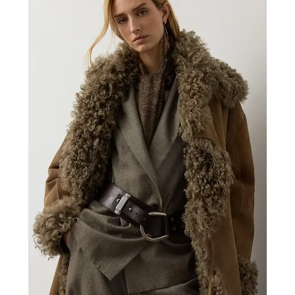 Ralph Lauren Stassie Birdseye Tweed Jacket With Hooded Lapels