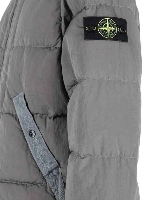 Stone Island Piumino Con Collo Alto E Patch Logo