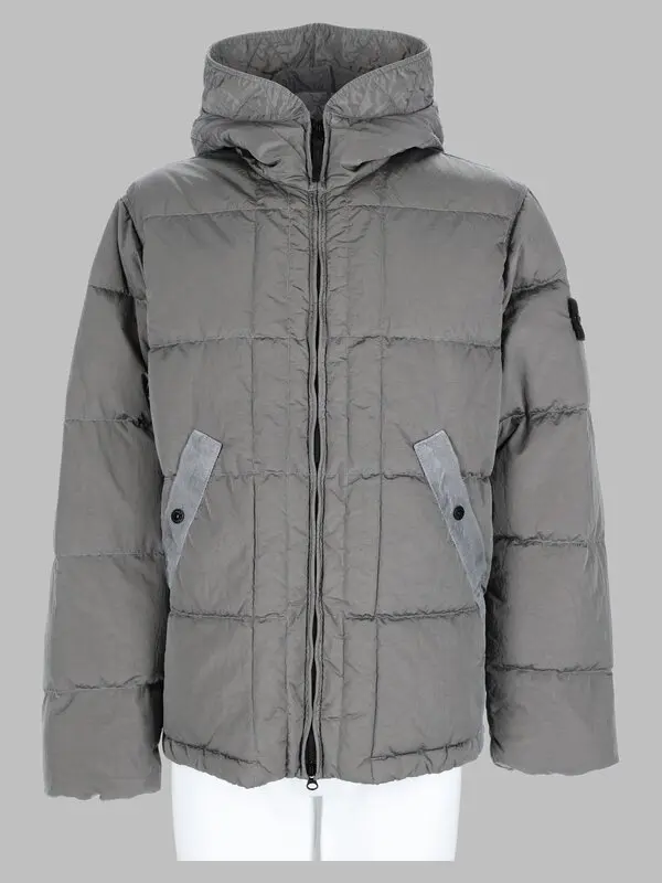 Stone Island Piumino Con Collo Alto E Patch Logo
