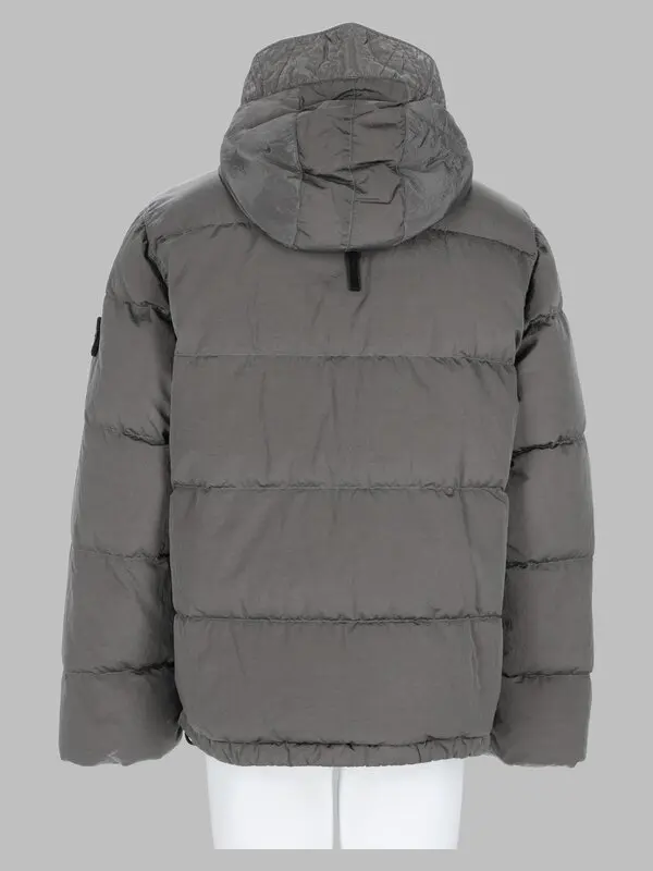 Stone Island Piumino Con Collo Alto E Patch Logo