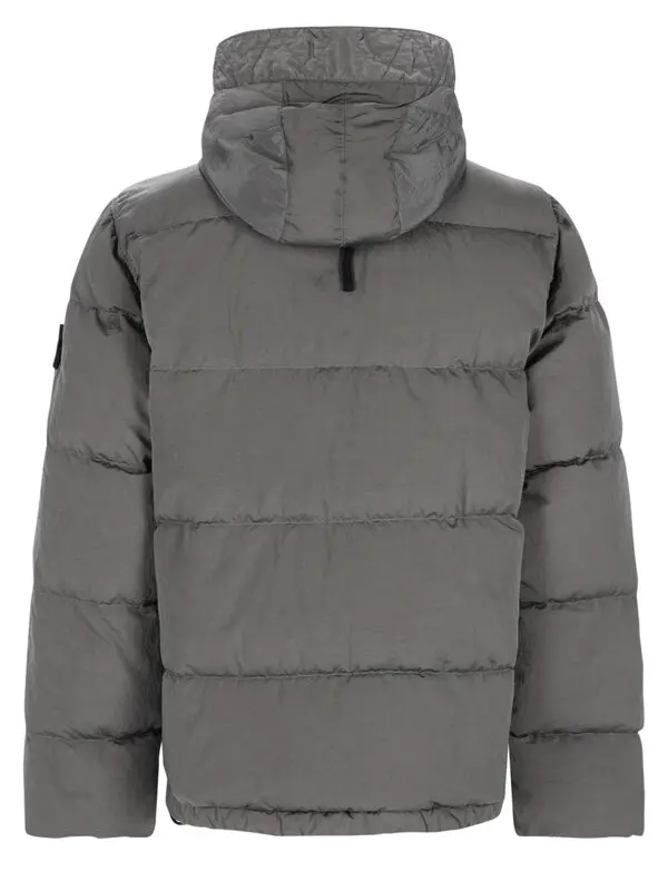Stone Island Piumino Con Collo Alto E Patch Logo