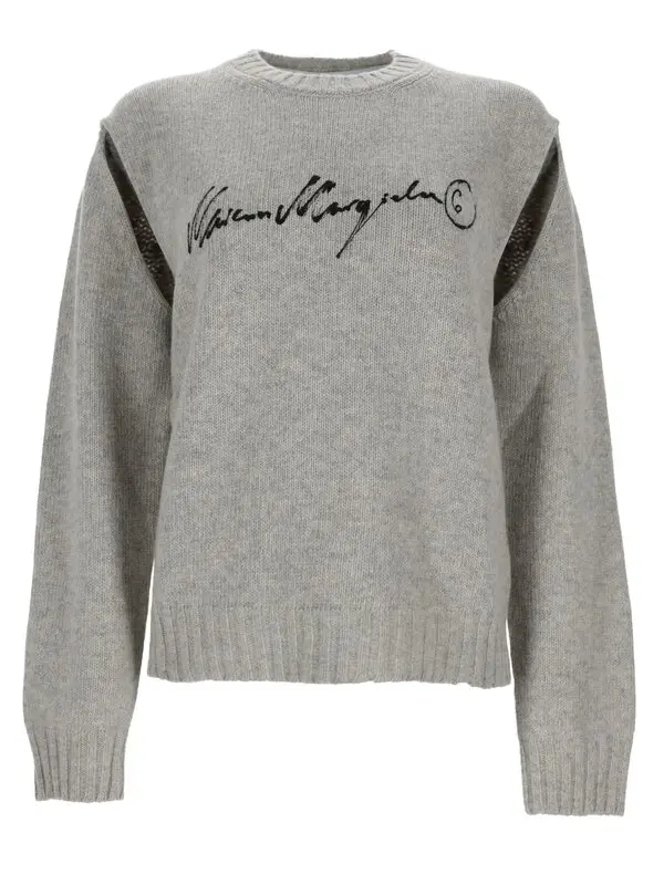 MAISON MARGIELA Maglia In Lana Con Logo - Grey
