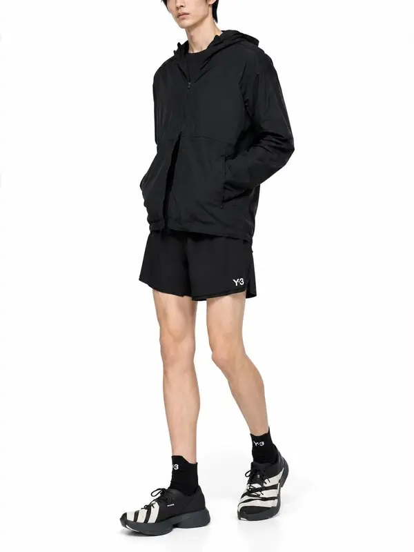 Y3 Giacca "running" Con Cappuccio E Zip