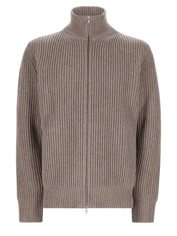 MAISON MARGIELA Maglia A Costine Con Zip - Grey