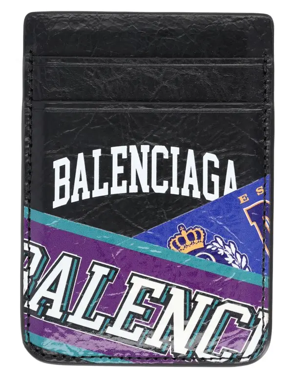 Balenciaga Portacarte Magnetico Con Stampa - Black