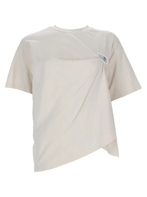 MAISON MARGIELA T-shirt Con Drappeggio E Patch Logo