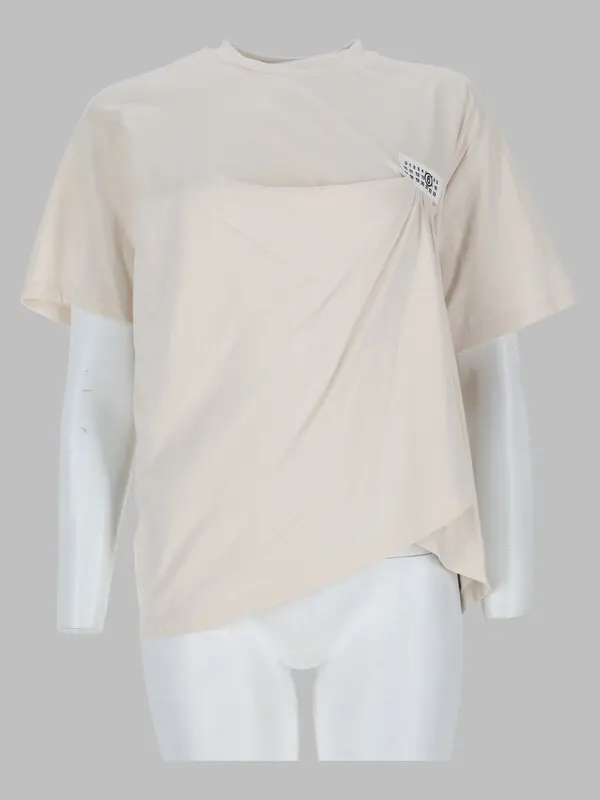 MAISON MARGIELA T-shirt Con Drappeggio E Patch Logo