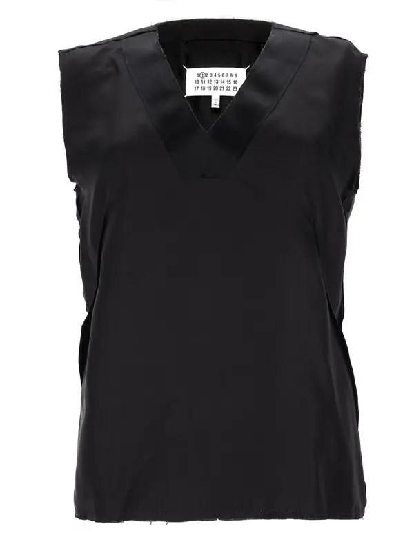 MAISON MARGIELA Top In Seta Con Scollo A V - Black