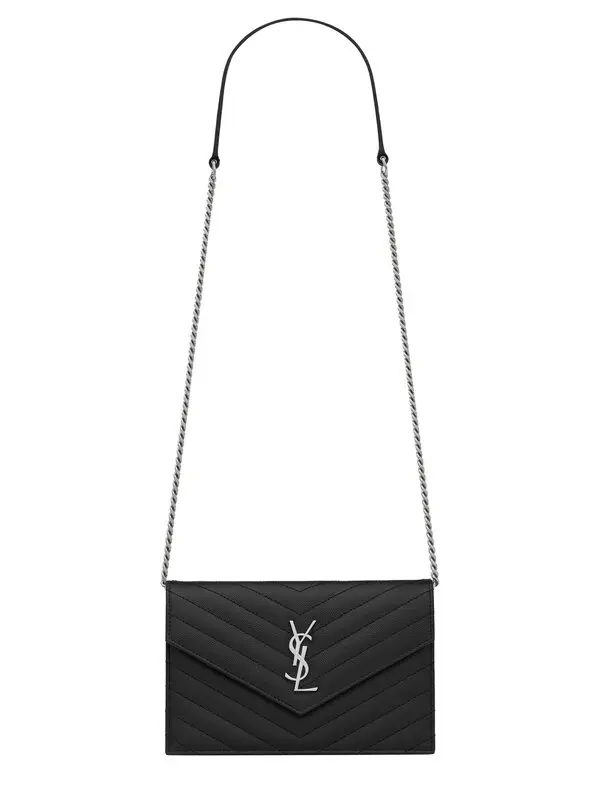 Saint Laurent Portafoglio Con Catena "envelope Cassandre - Black