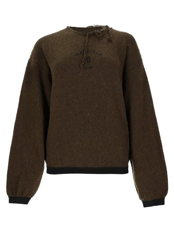 MAISON MARGIELA Maglia Con Dettagli Sfrangiati - Brown