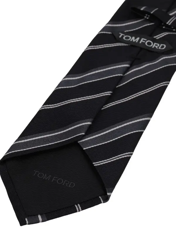 TOM FORD Diagonal Stripe Silk Cravat - Black