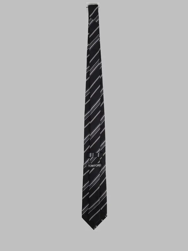 TOM FORD Diagonal Stripe Silk Cravat - Black