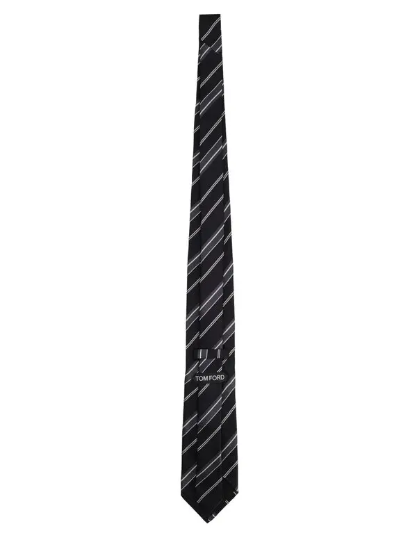 TOM FORD Diagonal Stripe Silk Cravat - Black