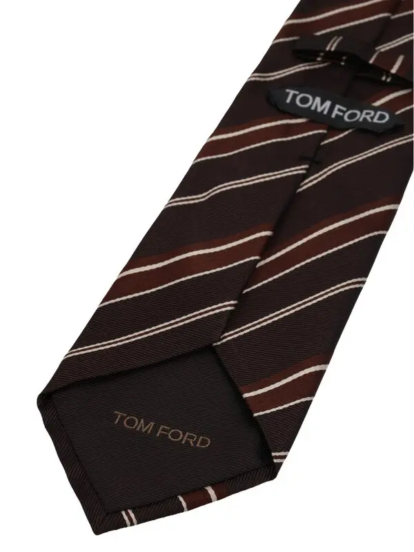 TOM FORD Diagonal Stripe Silk Cravat - Brown