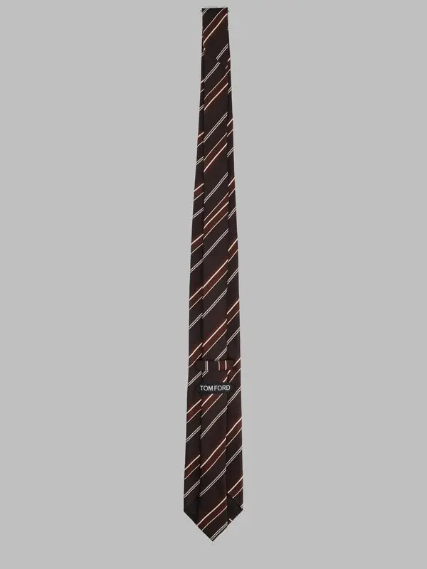 TOM FORD Diagonal Stripe Silk Cravat - Brown