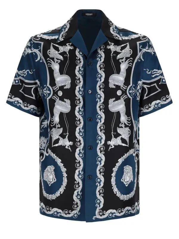 Versace Camicia In Seta Stampa Baroque
