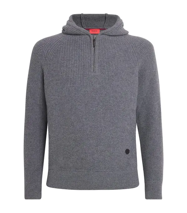 Isaia Wool-cashmere Knitted Hoodie - Grey