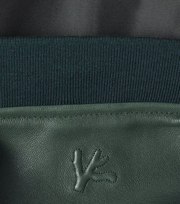 Isaia Lambskin Varsity Bomber Jacket