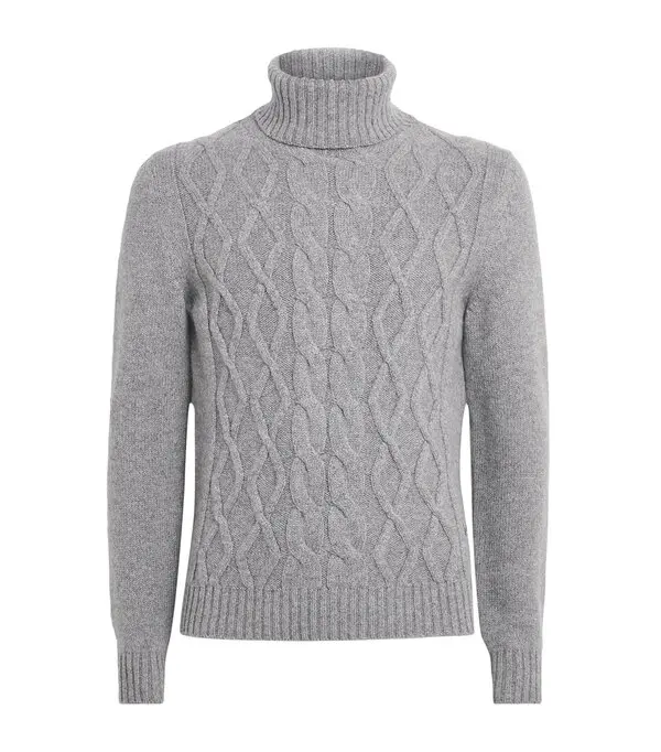Isaia Cashmere Cable-knit Rollneck Sweater