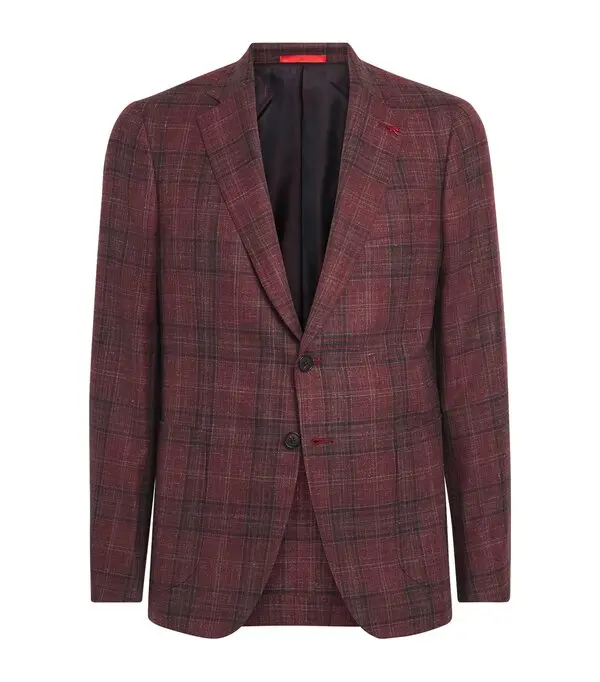Isaia Wool-cashmere-silk Check Capri Blazer