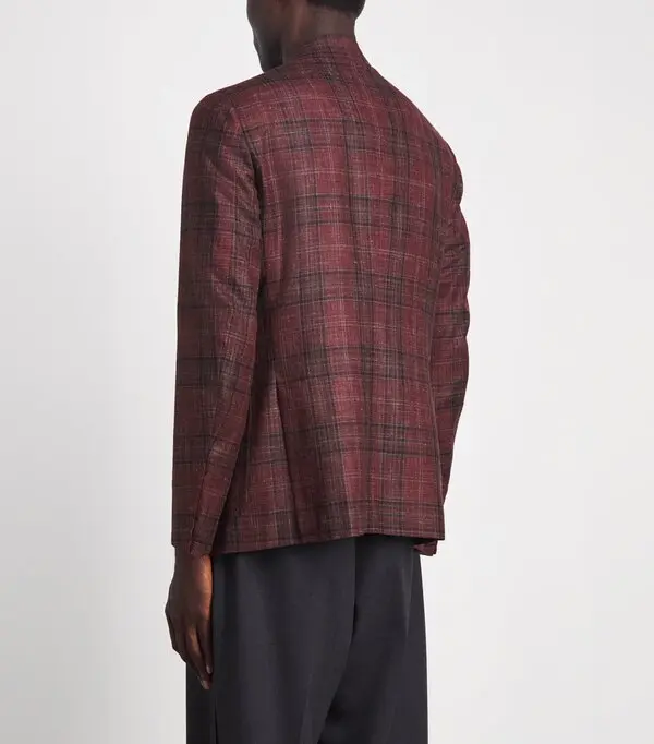 Isaia Wool-cashmere-silk Check Capri Blazer