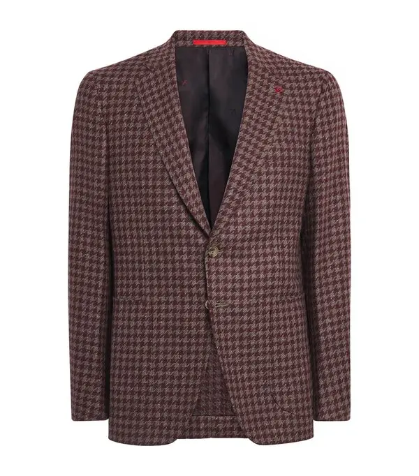Isaia Wool-cashmere-silk Houndstooth Capri Blazer