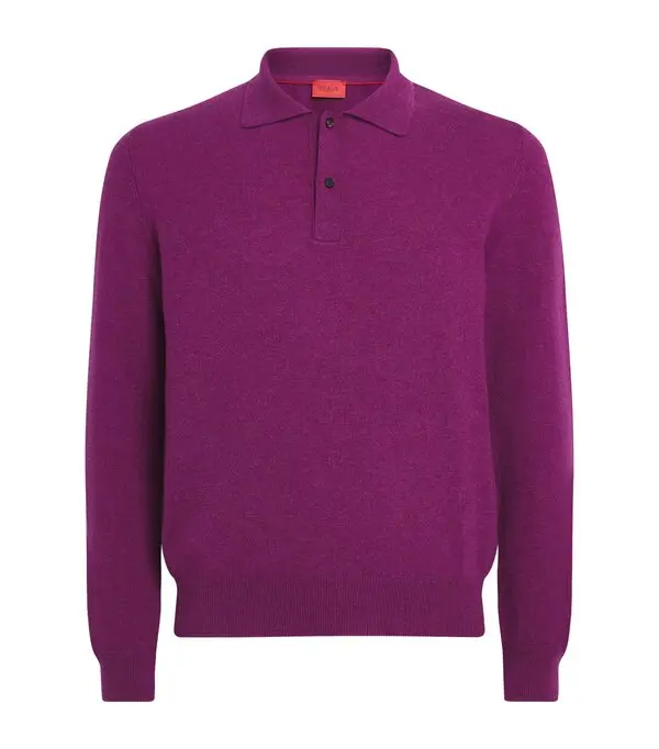 Isaia Cashmere Long-sleeve Polo Shirt - Red